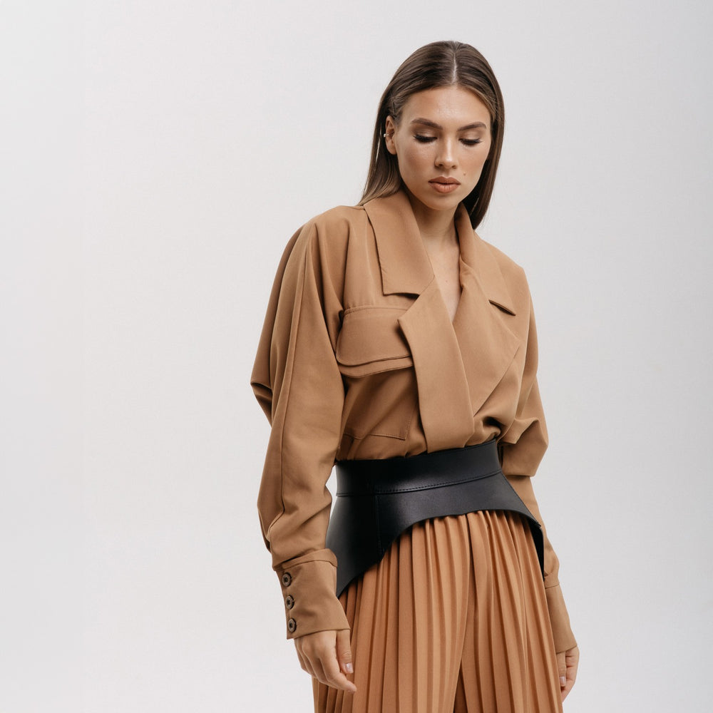 Leather Peplum Belt – Wide Adjustable Waist Belt | BrunetkaHarness