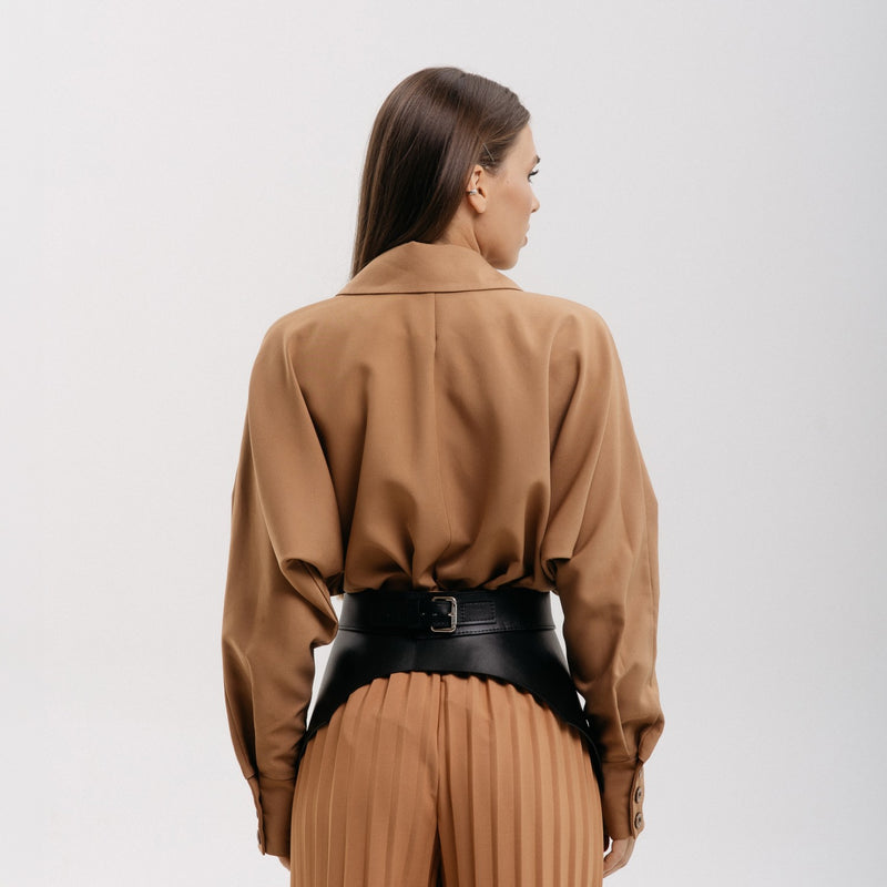 Leather Peplum Belt – Wide Adjustable Waist Belt | BrunetkaHarness