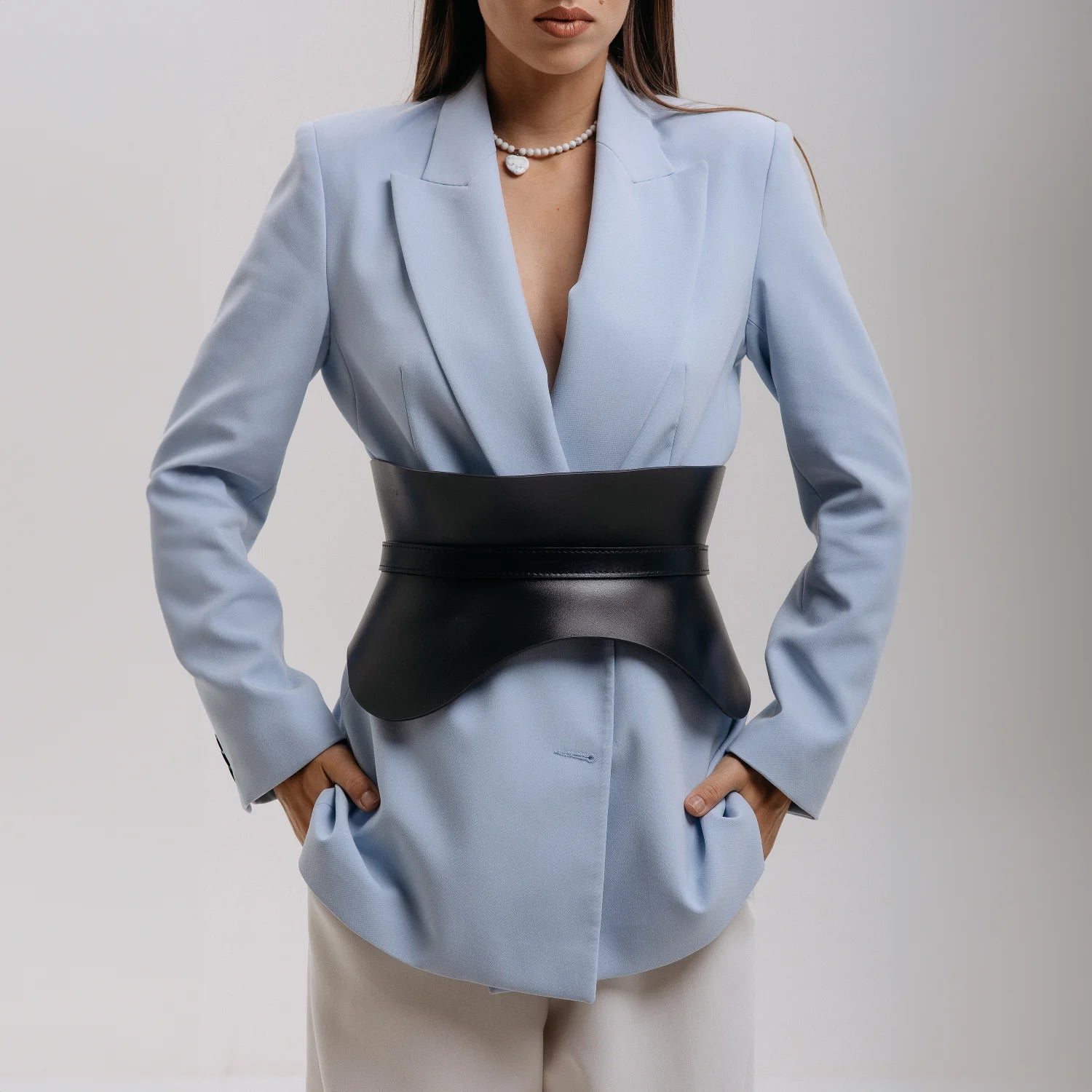 Leather Peplum Basque Belt – Wide Belt for Dress | BrunetkaHarness