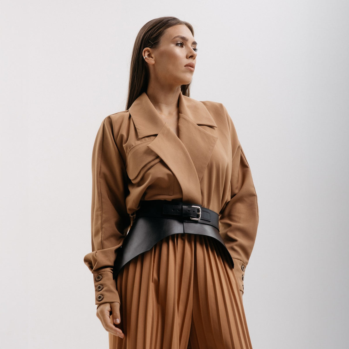 Leather Peplum Belt – Wide Adjustable Waist Belt | BrunetkaHarness