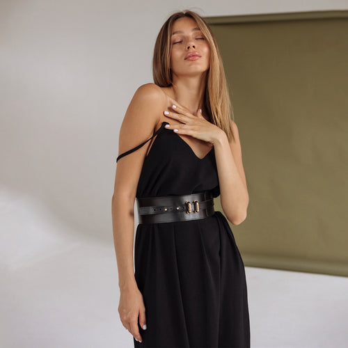 Leather Wide Waist Belt – High Waist Belt for Dresses | BrunetkaHarness