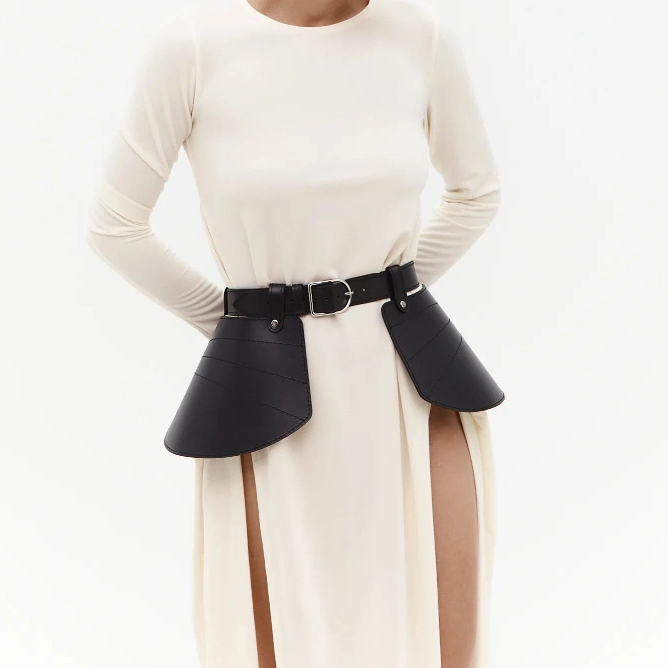 Leather Peplum Belt - Basque High Waist Belt | Brunetka Harness